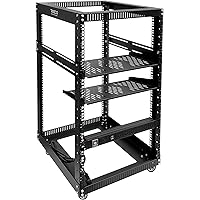RIVECO 18U Server Rack with Wheels - 4 Post Open Frame for 19" Network ...