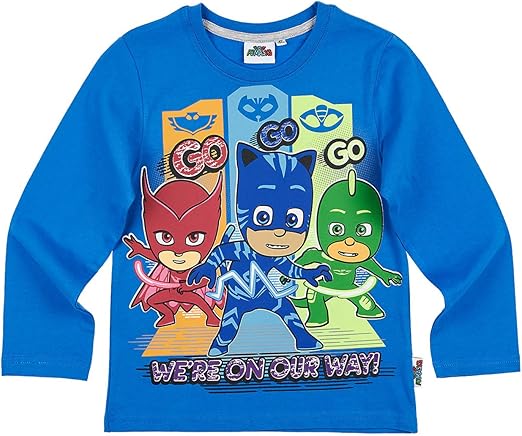 PJ MASKS Boys Long Sleeve T-Shirt - Blue - 3 yrs: Amazon.co.uk: Clothing