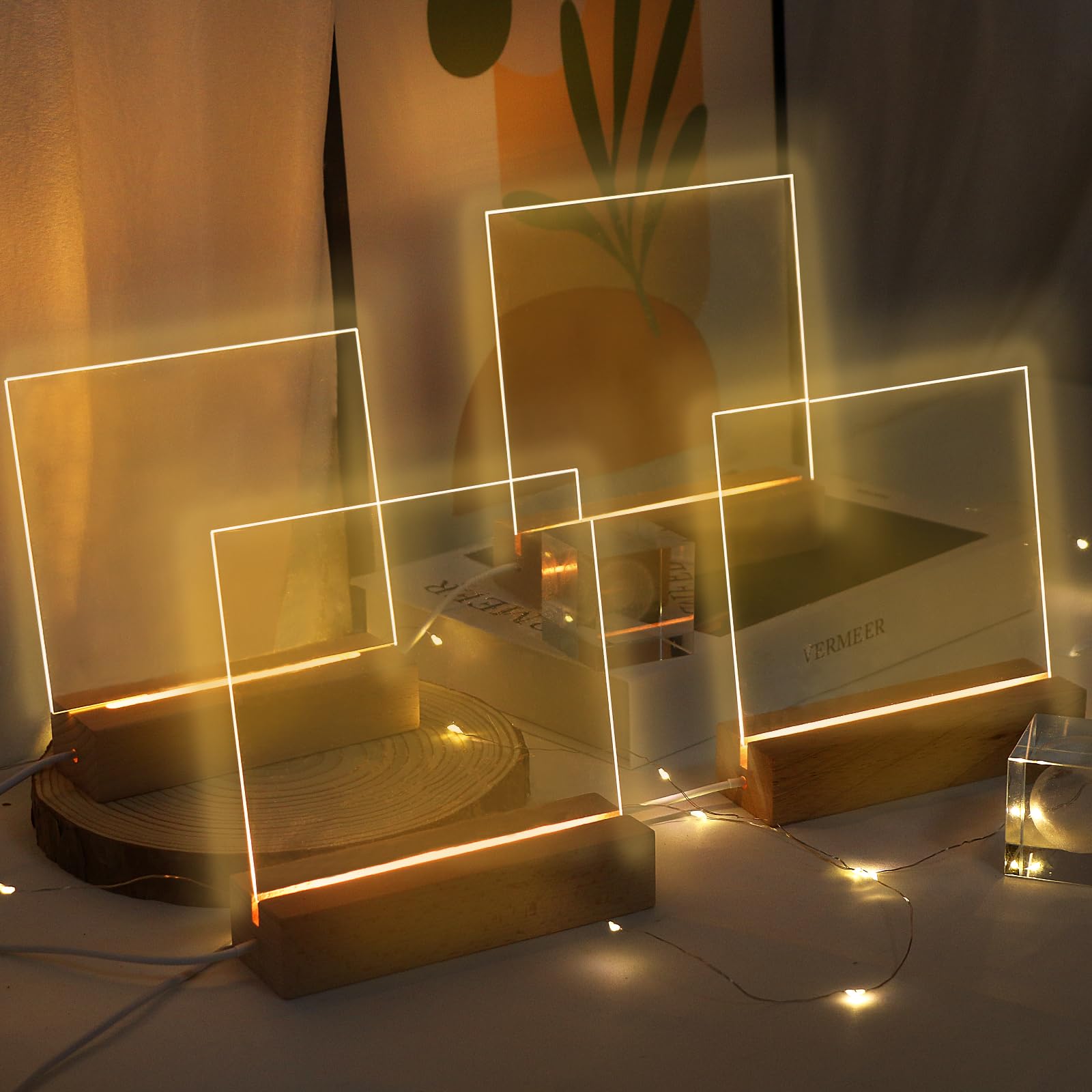 *stock photo for reference only* LACGO 4 PCS 6'' Wooden Light Base with ...