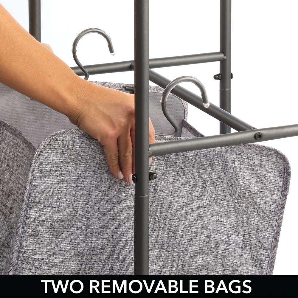 mDesign Vertical Laundry Basket Unit – 2-Tiered Polyester Laundry ...