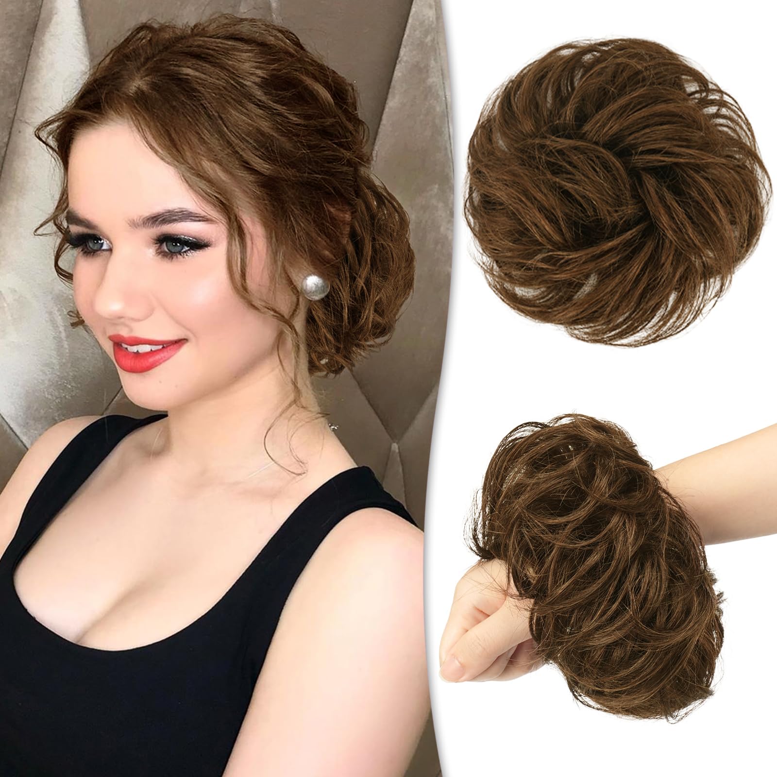 RUWISS Messy Bun Hair Piece Human Hair Messy Rose Bun Hair Buns Hair ...