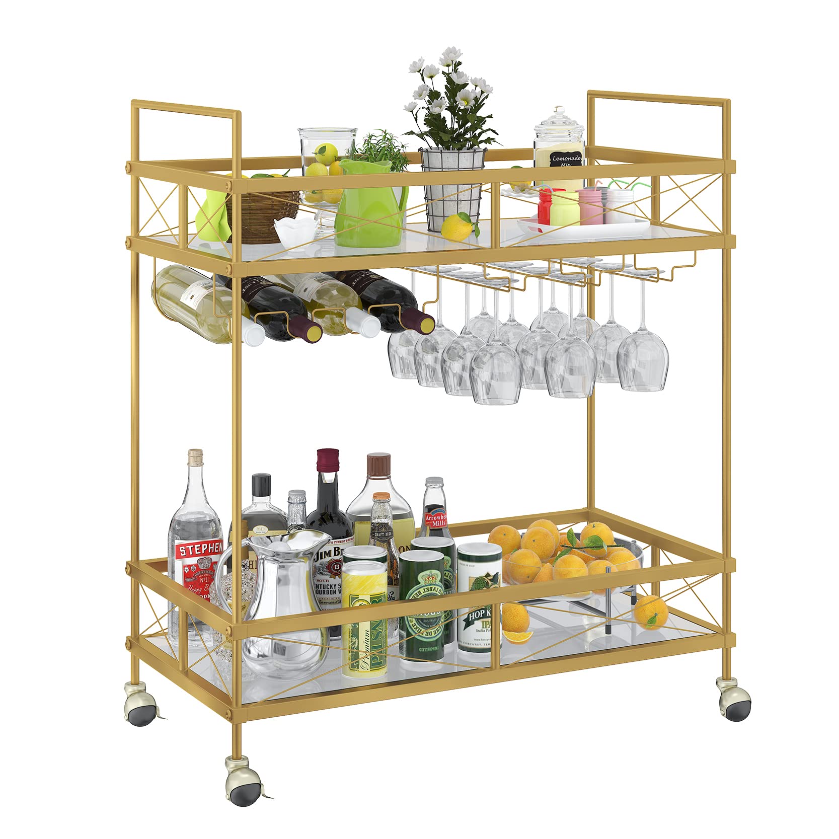 Mua ASYA Bar Cart for The Home, Home Bar Serving Cart - Gold Bar Cart ...