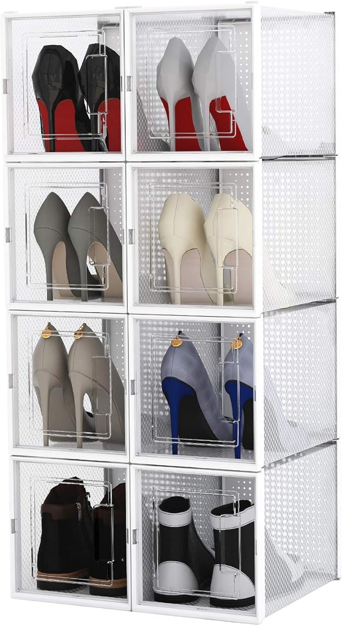 PARANTA Clear High Heel Shoe Box Plastic Storage Foldable And Stackable ...