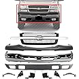 Amazon.com: AUTOS PARTS PLUS Front Bumper Chrome + Grille Mesh With ...