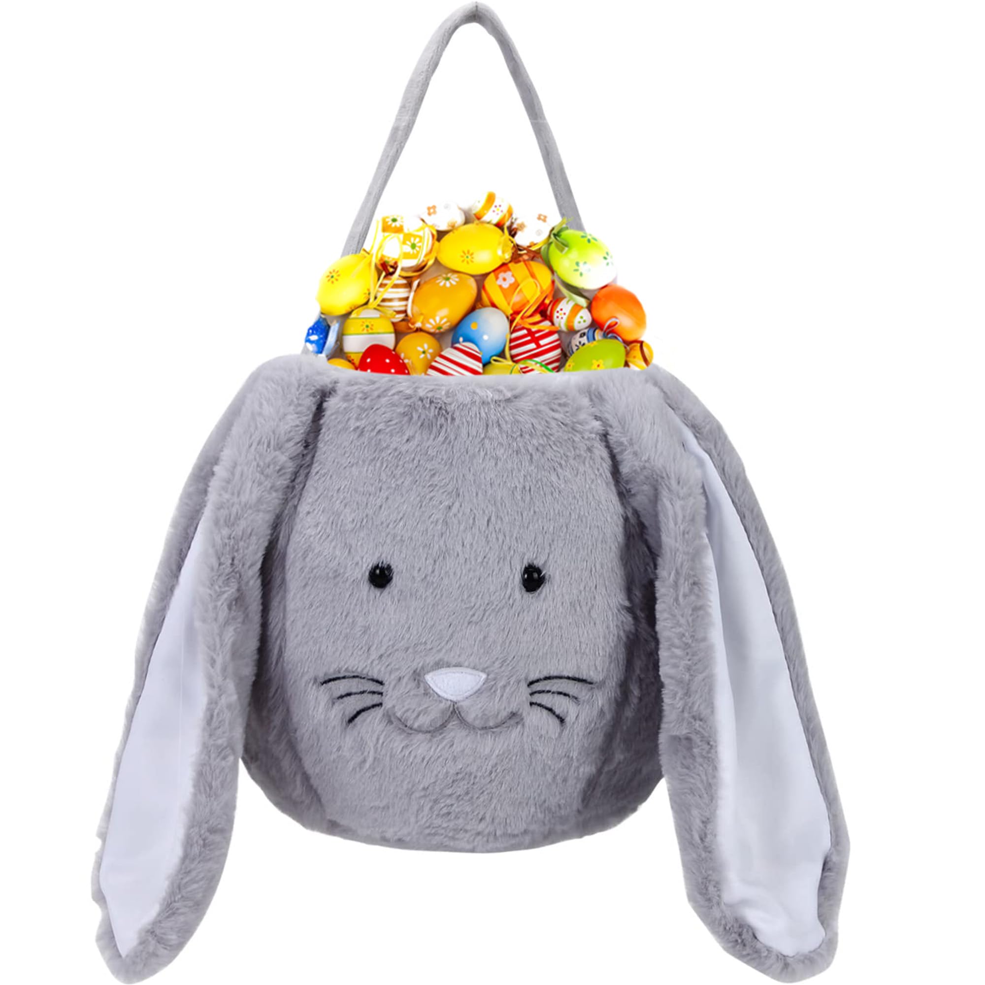 XinblueCo Plush Easter Bunny Basket Easter Buckets with Long Plush Ear ...