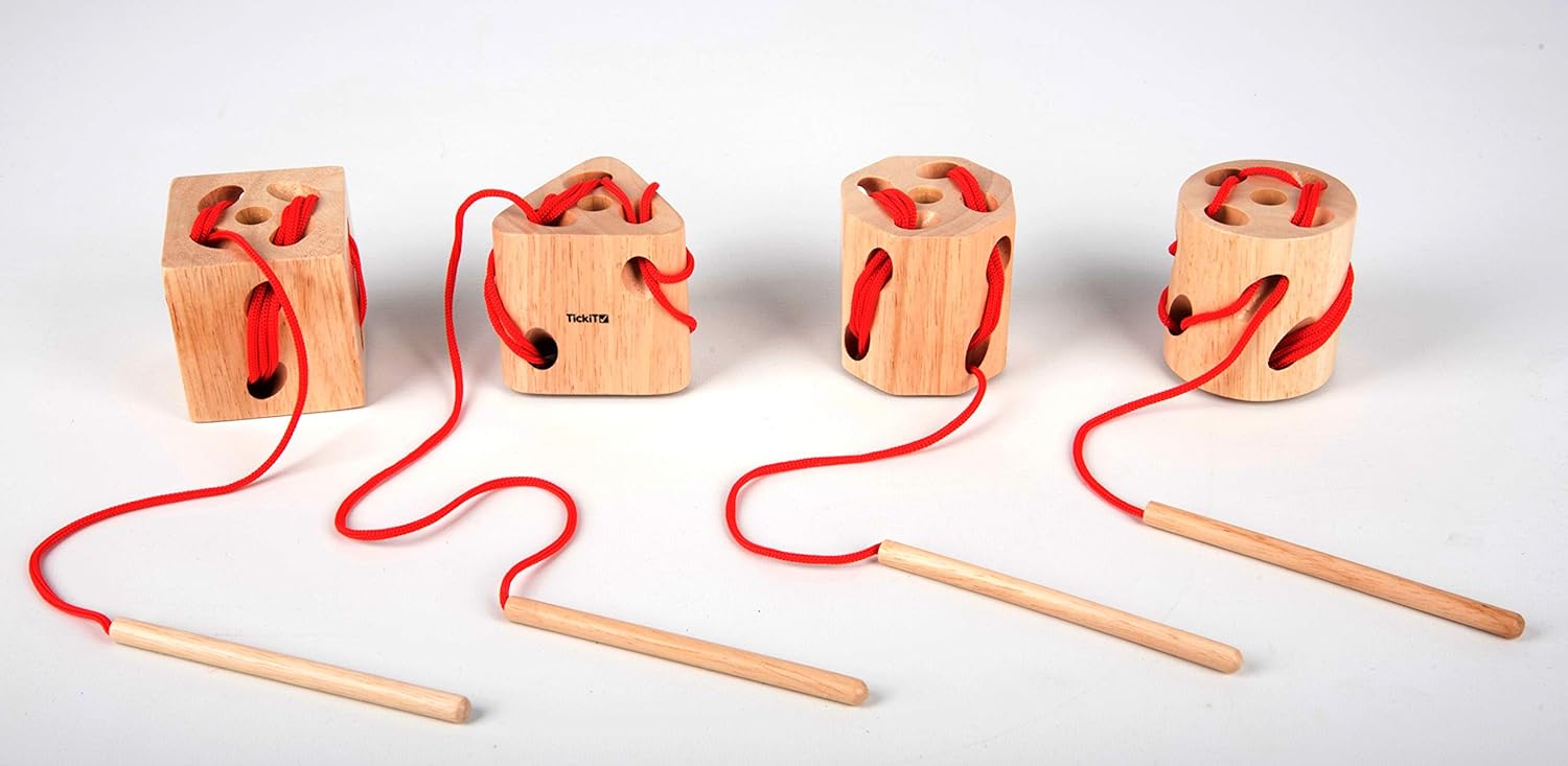 TickiT 73426 Wooden Lacing and Threading Shapes, Pack of 4 – BigaMart