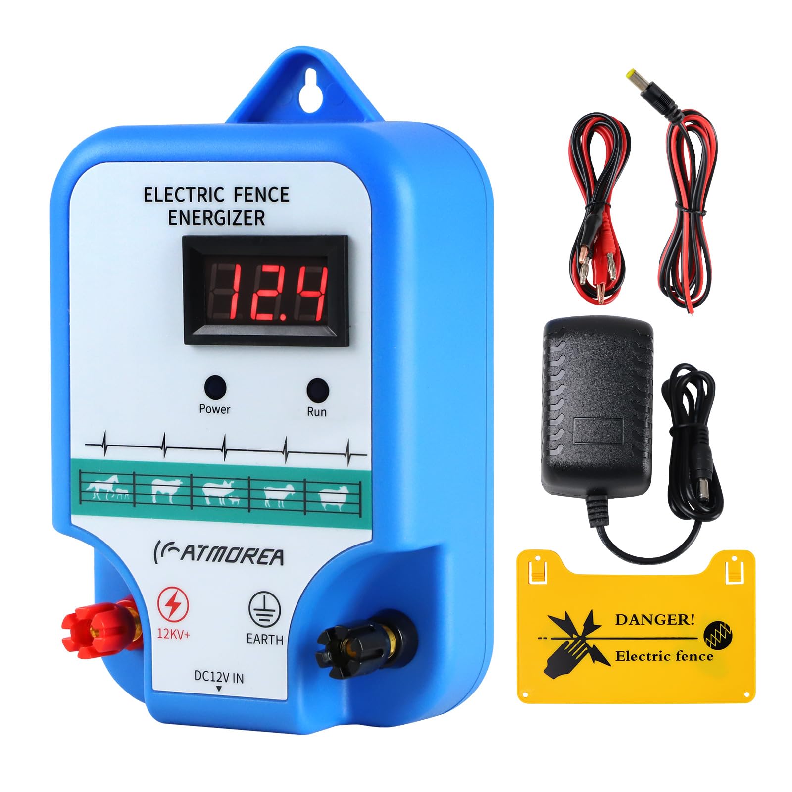 ATMOREA Electric Fence Charger - Multi-Powered, 12 kV 3 Joules High ...