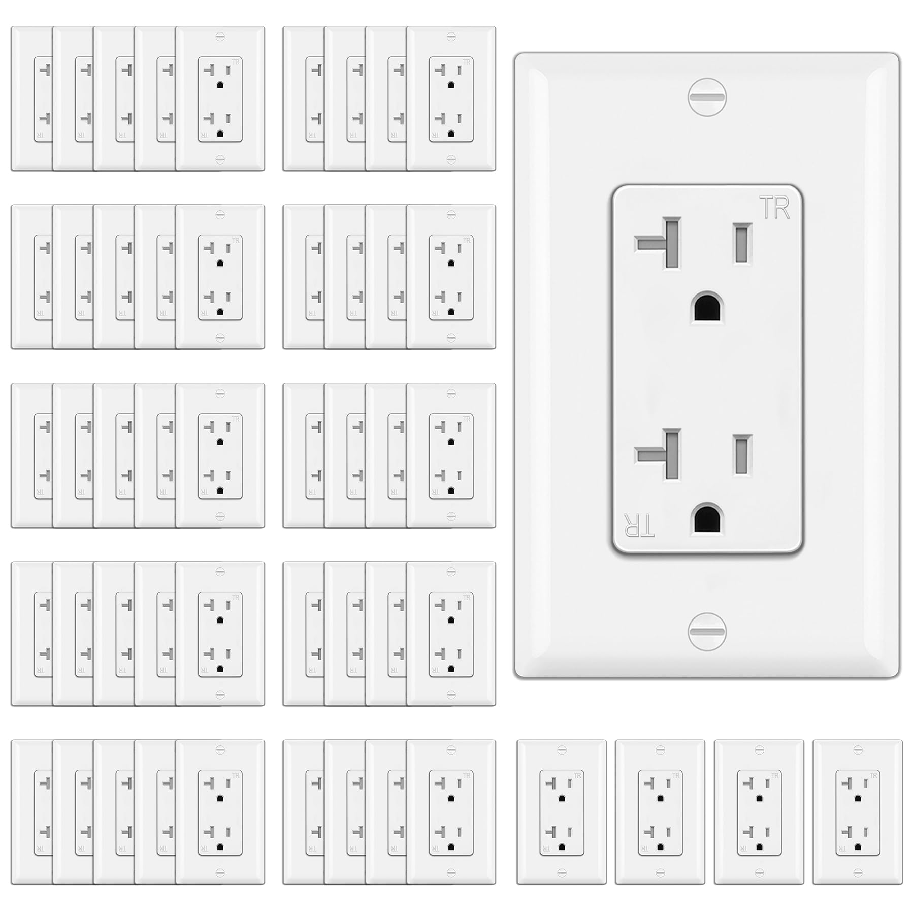BESTTEN 50 Pack 20 Amp Wall Receptacle Outlet, 20A Decorator Tamper ...