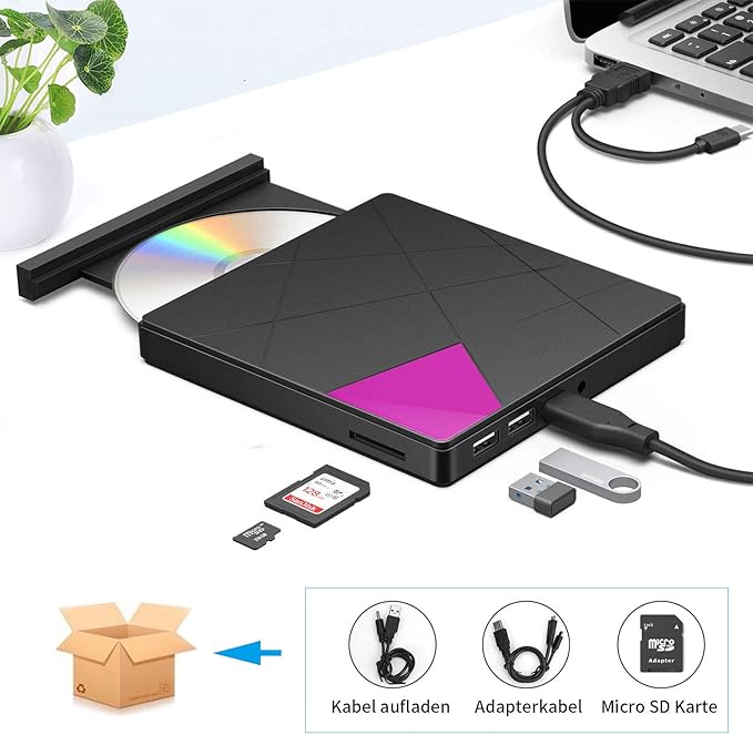 Cocopa - Lettore CD DVD esterno portatile USB 3.0 Slim CD DVD RW ...
