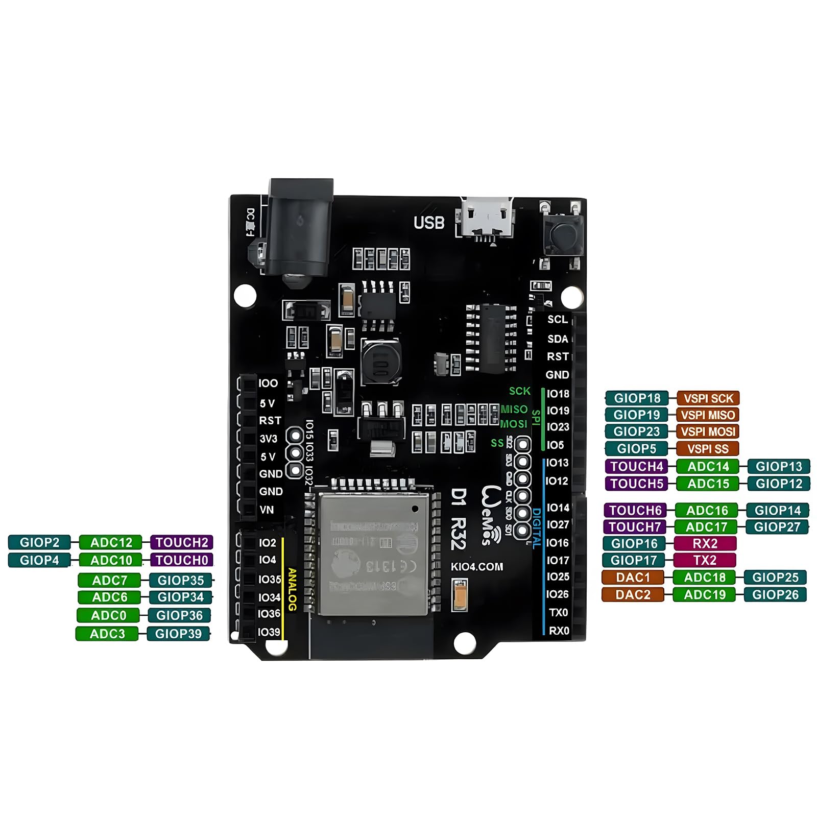 Mua Esp32 Development Board UNO D1-4MB Flash UNO D1 R32 CH340G USB, Dual-core Processor, 240MHz ...