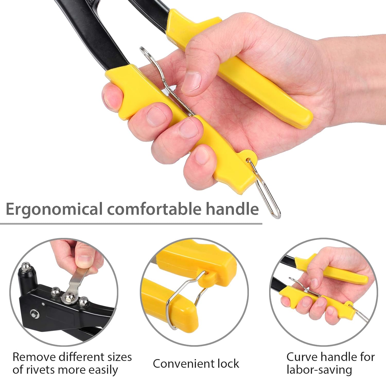 Rivet Gun Set Heavy Duty Rivet Gun with Nut 200 Rivets 2.4mm 3.2mm 4mm ...