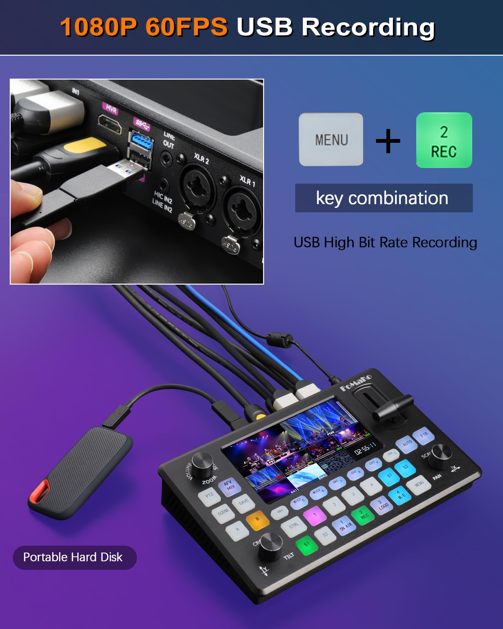 Mua FoMaKo Video Mixer Switcher Live Production Switcher with 4 HDMI ...