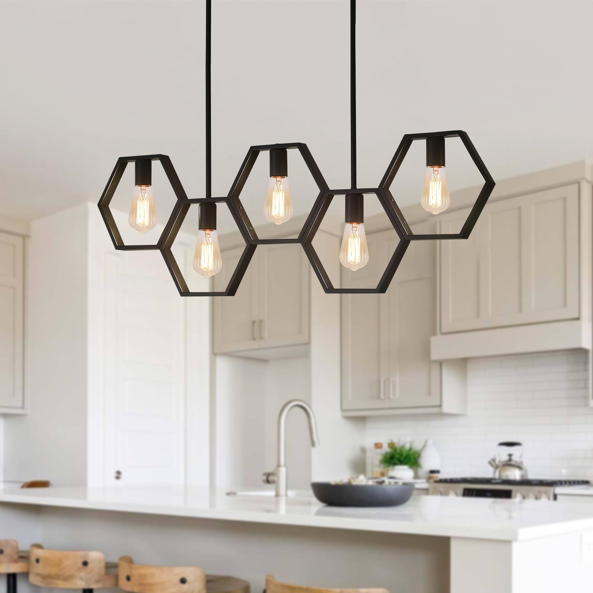 HUMHOLD 5-Light Kitchen Island Lights, Pendant Light Farmhouse ...