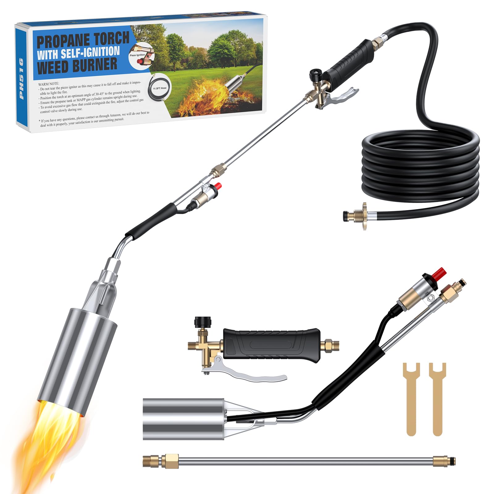 SEVENMEET Propane Torch Weed Burner, 1,800,000 BTU Blow Torch for Weeds ...