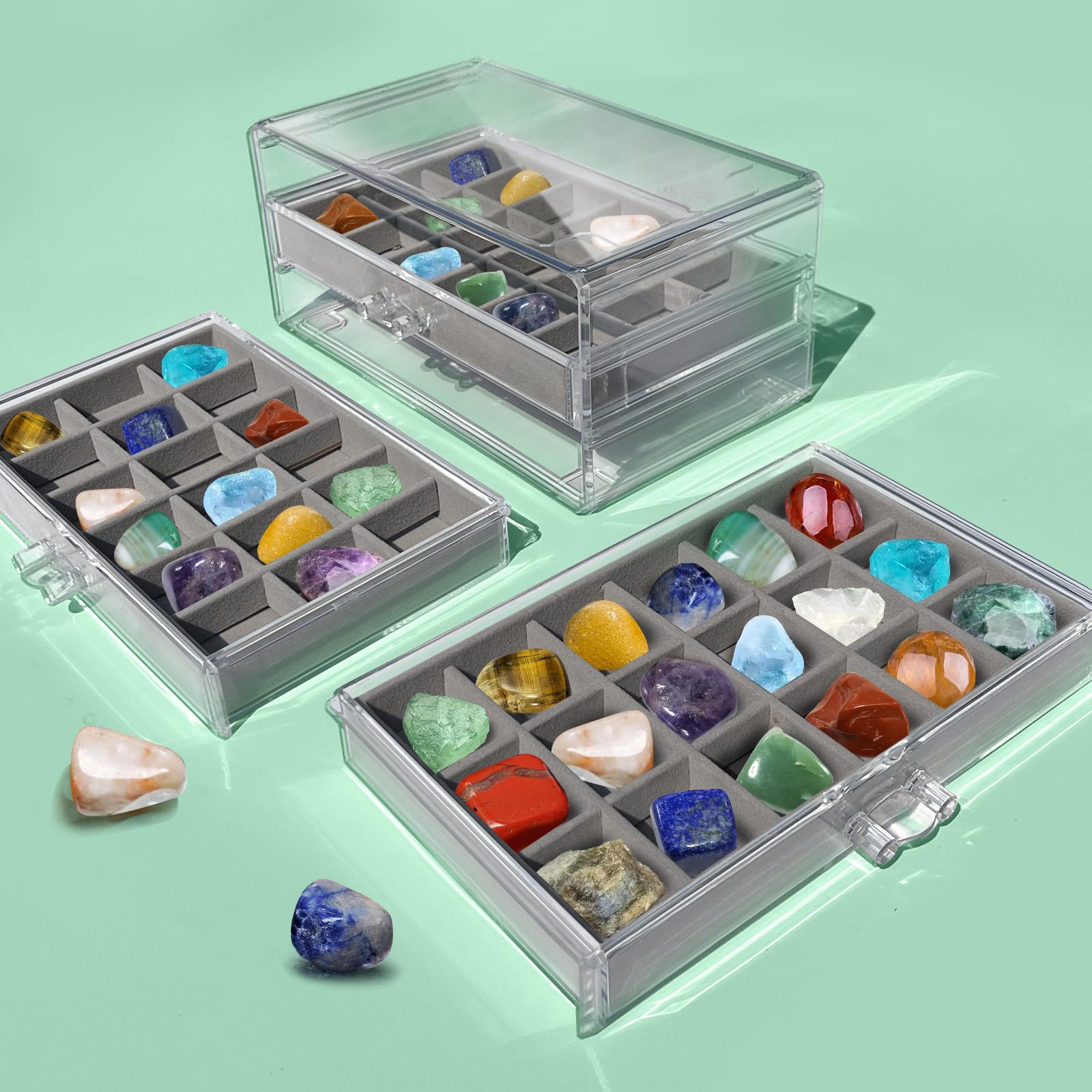 Mua Rock display case，rock collection box，crystal display shelf，rock ...