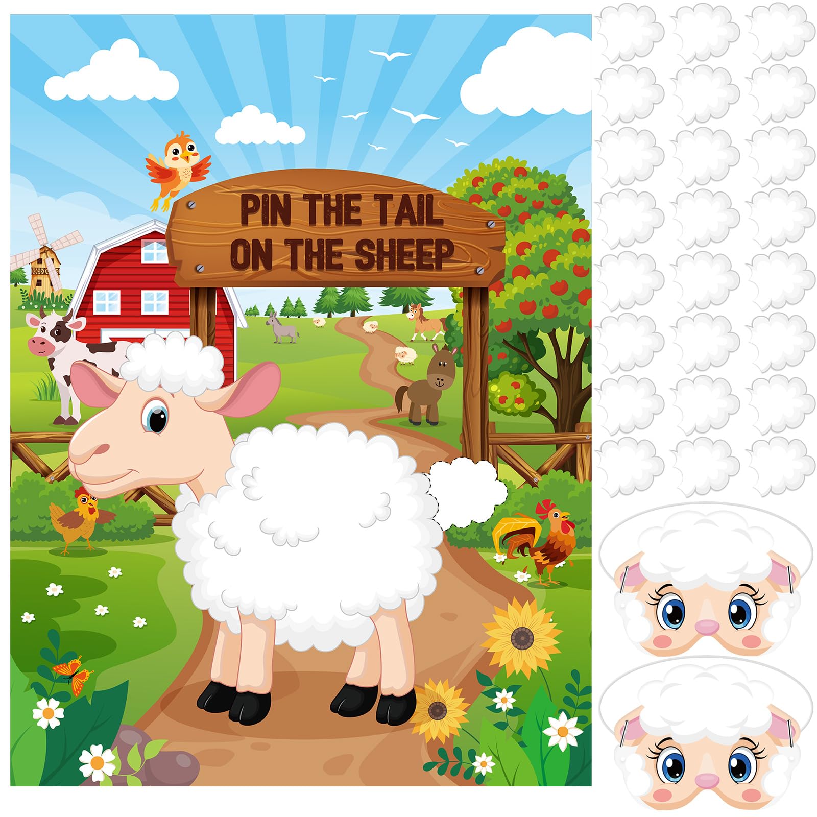 Faccito Farm Animal Games Pin The Tail on The Animals Barnyard Birthday ...