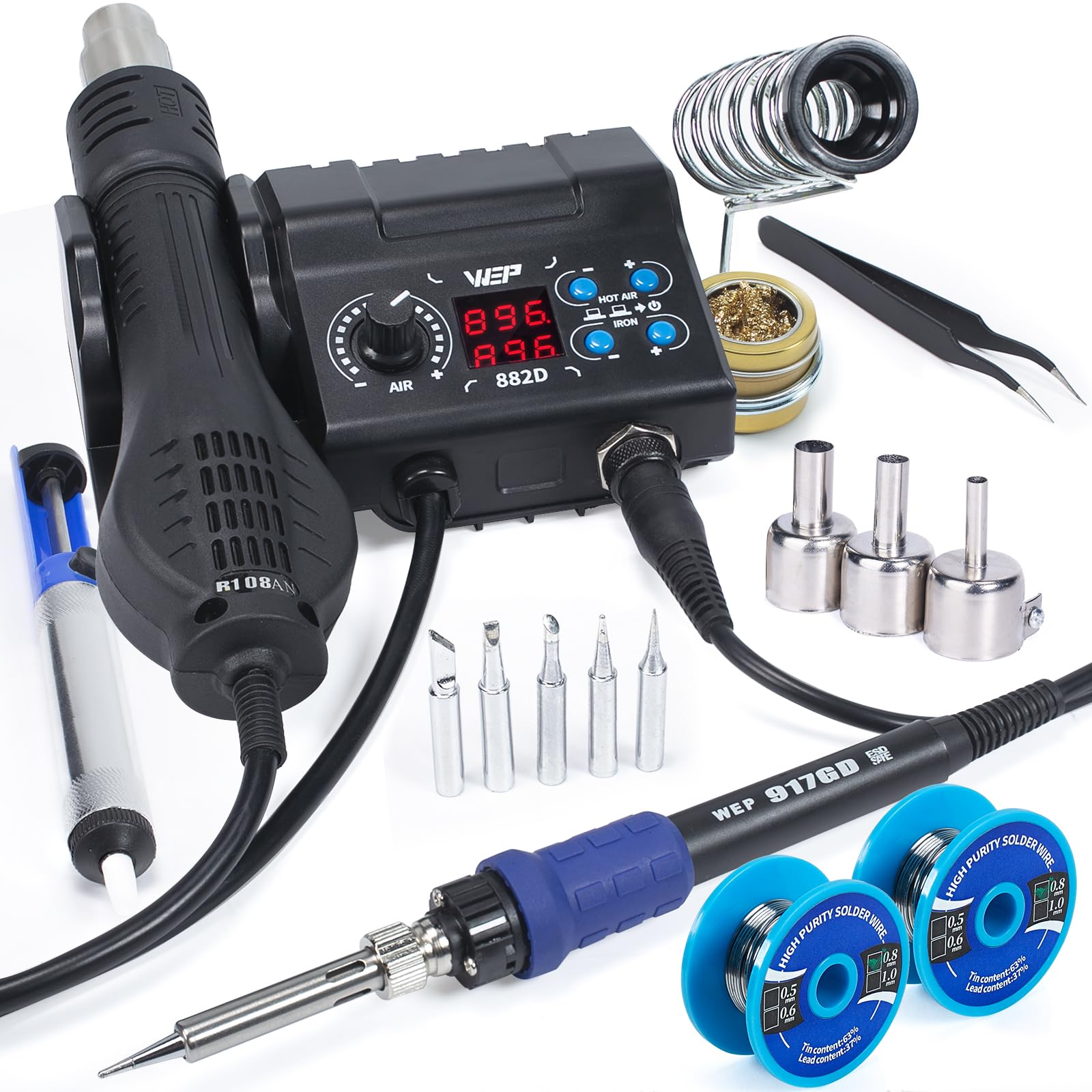 Mua WEP 882D Soldering Iron Station 2-IN-1 SMD Hot Air Rework Station ...