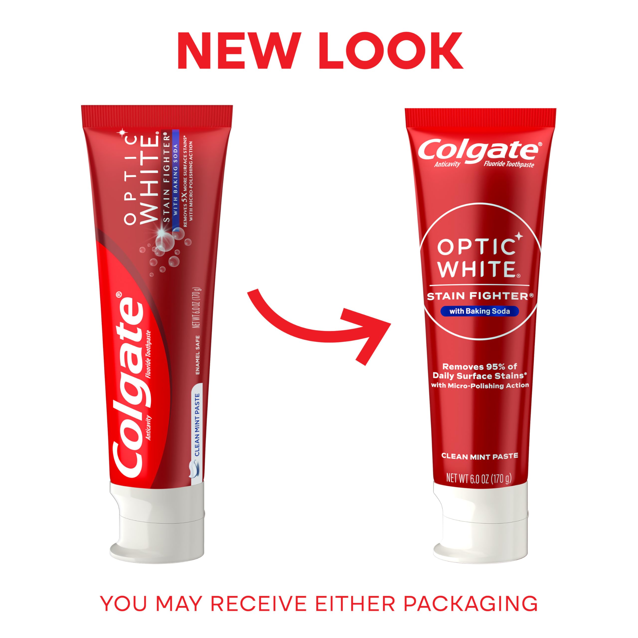 Colgate Optic White Stain Fighter With Baking Soda Whitening Toothpaste ...