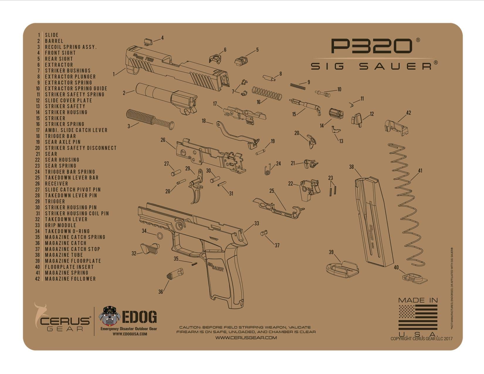 Buy EDOG p320 Cleaning Mat - Tan Schematic (Exploded View) Diagram ...