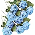 Amazon.com: WENSINL 10 Pieces Light Blue Artificial Flowers Blue Rose ...