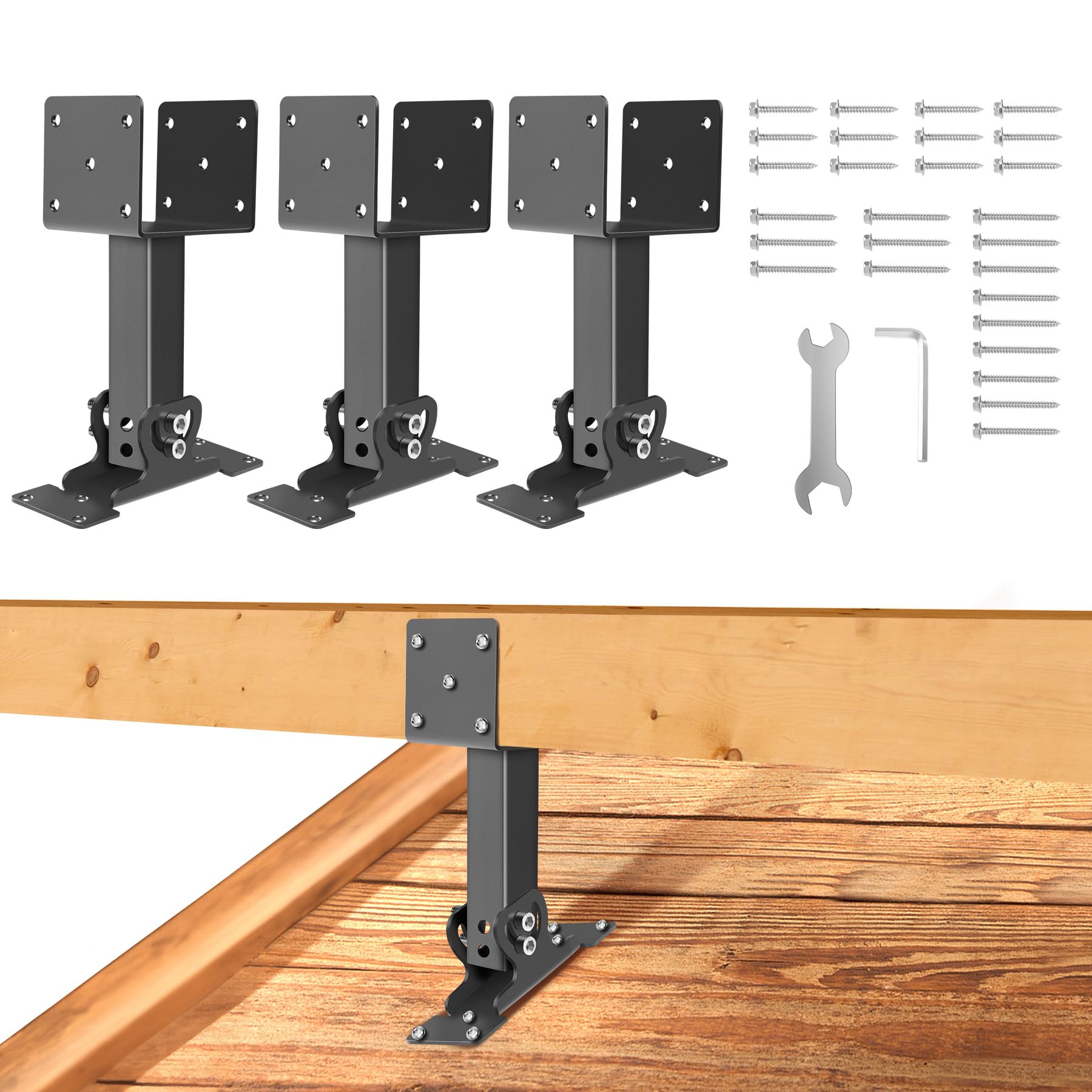 3 PCS Roof Riser Brackets Pergola Kit Roof Riser Fits 4 x 4, Adjustable ...
