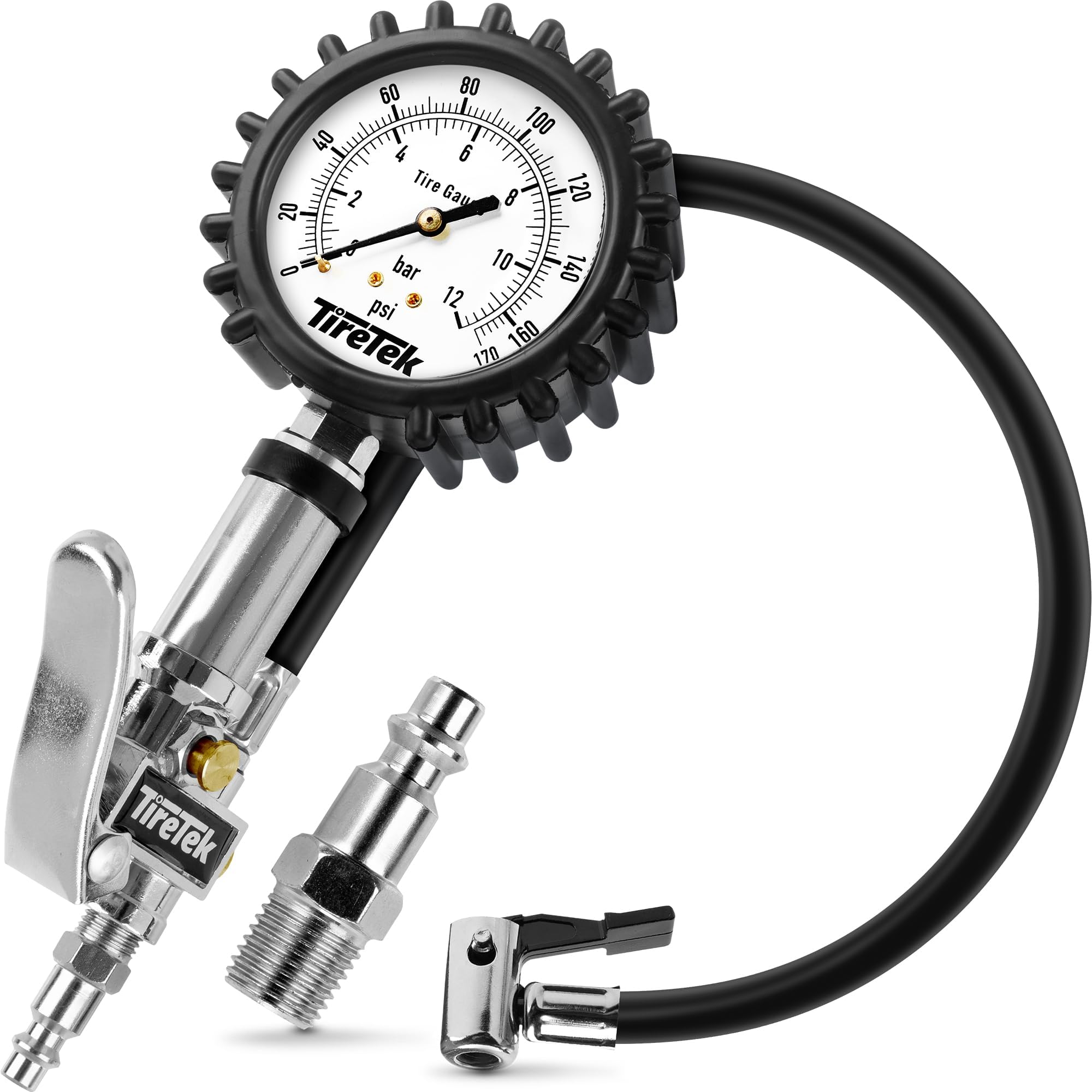 TIRETEK Tire Pressure Gauge For Cars (0-170 PSI, ANSI Certified ...