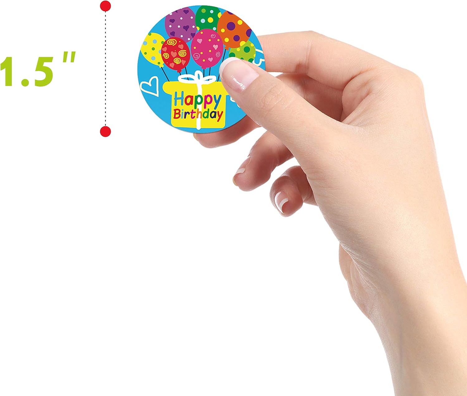 500 Pcs Adorable Round Happy Birthday Stickers in 8 Designs with ...