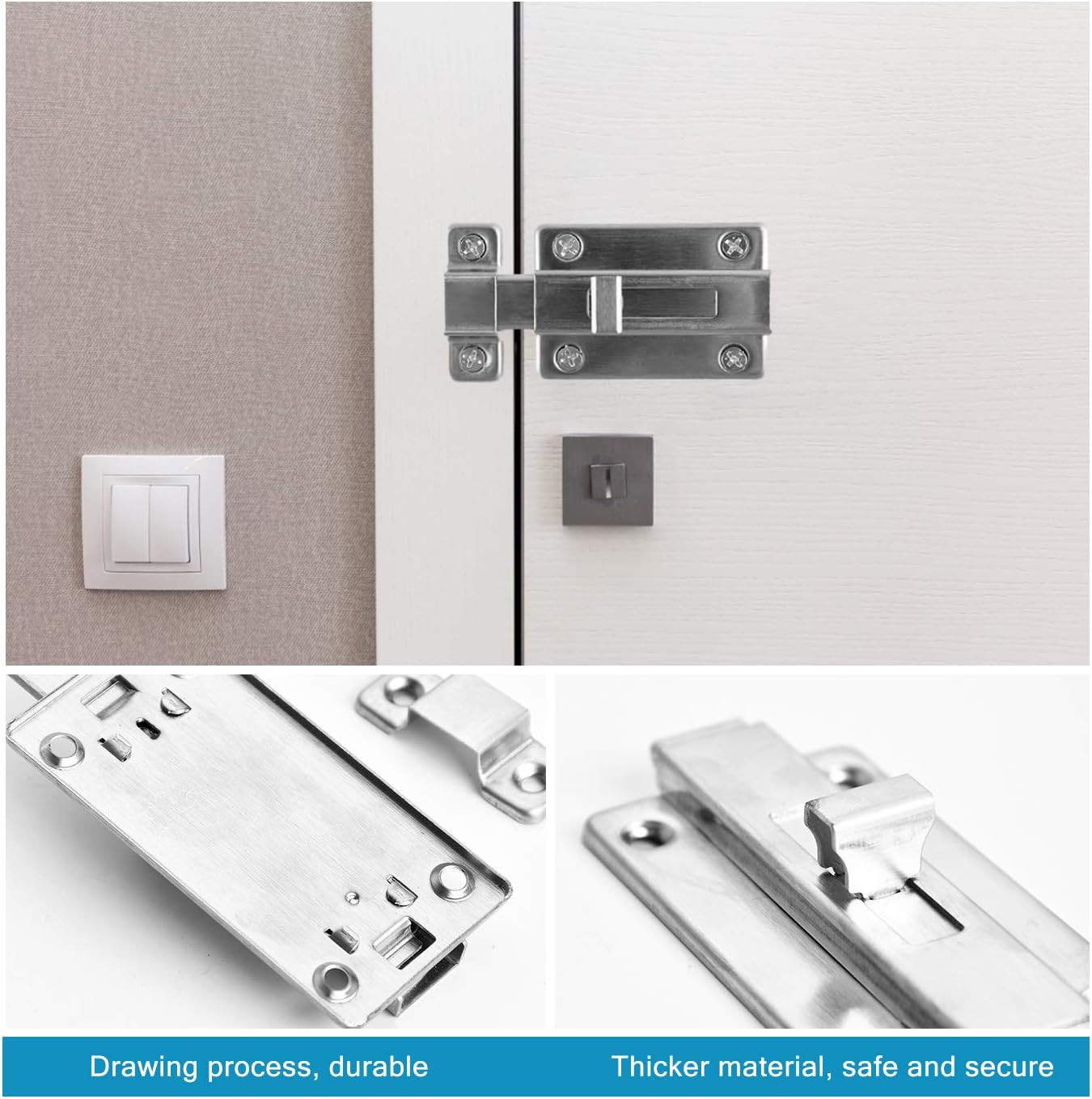 WXJ13 4 Pieces 3 inch Mounted Slide Bolt Door Bolts Door Latches ...