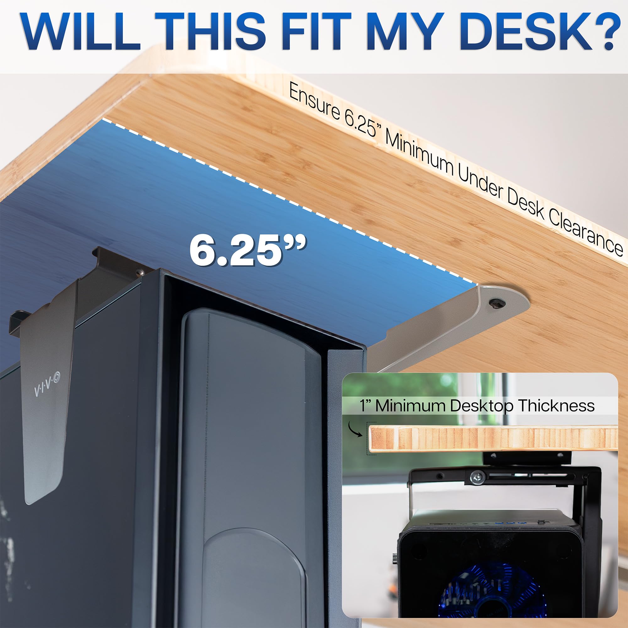 Mua VIVO Adjustable Under Desk and Wall 3.5 to 7.8 inch Wide Office PC ...