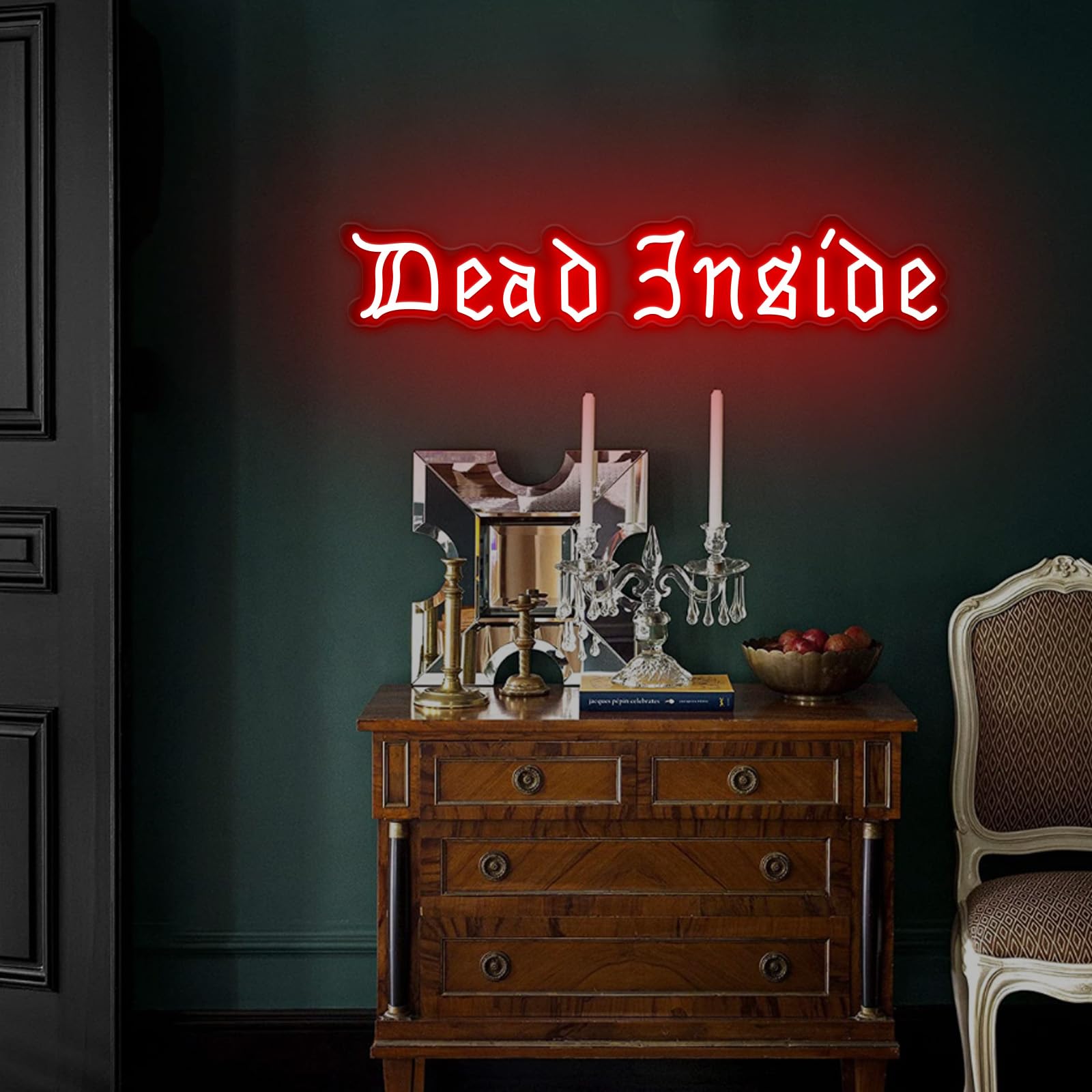 Dead Inside Neon Sign for Wall Decor,Gothic Horror Home Decor,Halloween ...