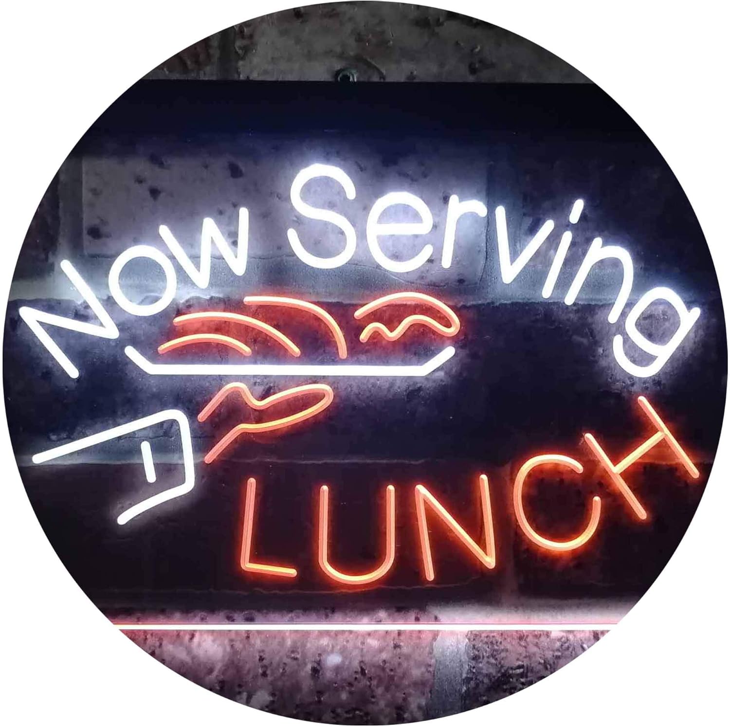 ADVPRO Now Serving Lunch Café Dual Color LED Neon Sign White & Orange ...