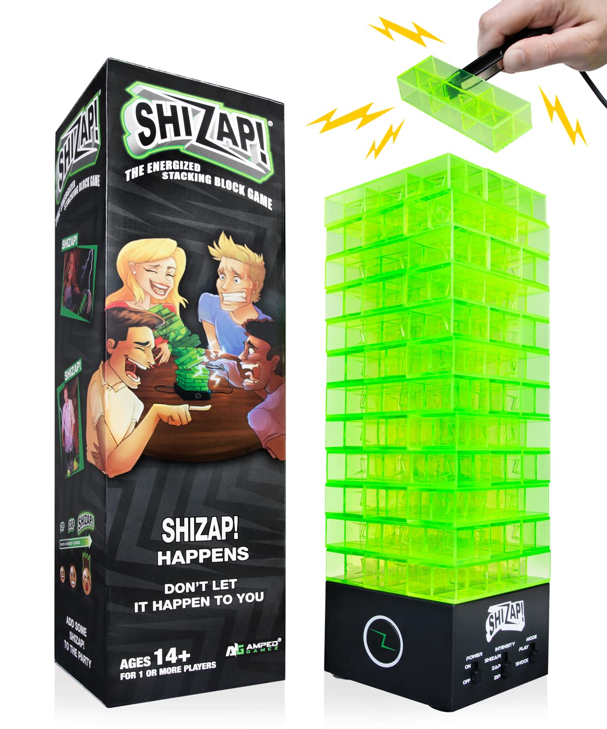 ShiZap! - Illuminated Electric Shock Stacking Block Game, Plastic ...