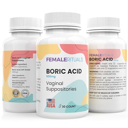 Female Rituals Boric Acid Suppositories For Women 600mg 30 Pack Odor