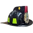 Amazon.com: Aeromax Fire Fighter Black Helmet W/Lights & Siren Costume ...