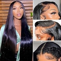 Amazon.com : 36 Inch Lace Front Wigs Human Hair Pre Plucked Straight ...