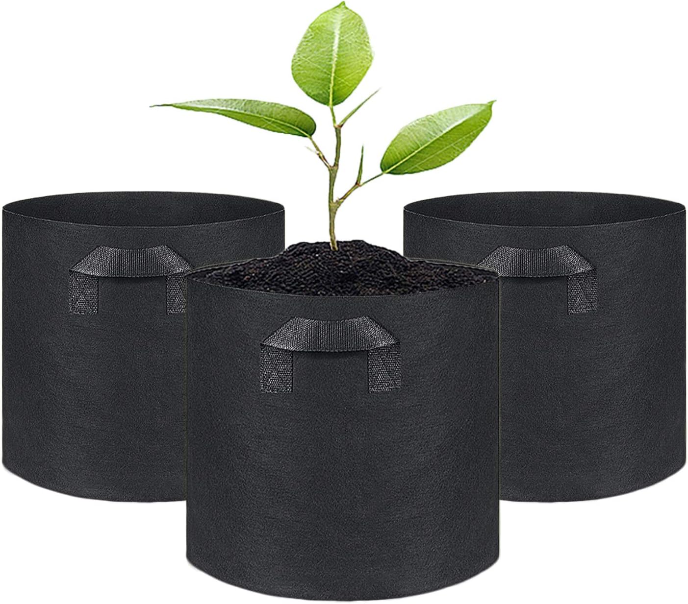 SunTrader 3-Pack 5 Gallon Grow Bags/Aeration Fabric Pots with Handles ...
