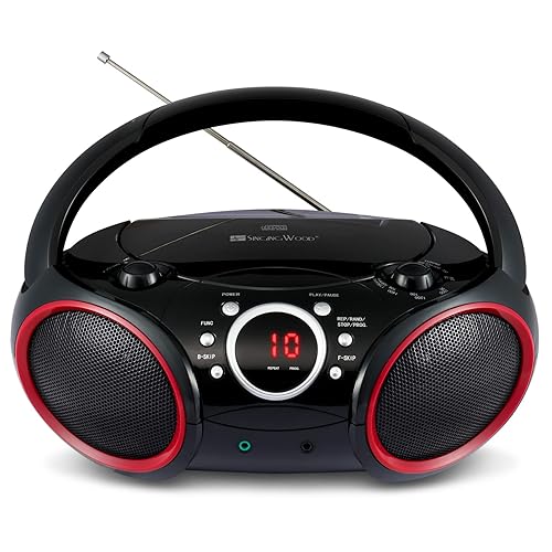 SINGING WOOD 030C Portable CD Player Boombox with AM FM Stereo Radio ...