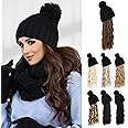 Amazon.com : Flufymooz FLmaozi Beanie Wig, Hat Hair Extension Long Wavy ...