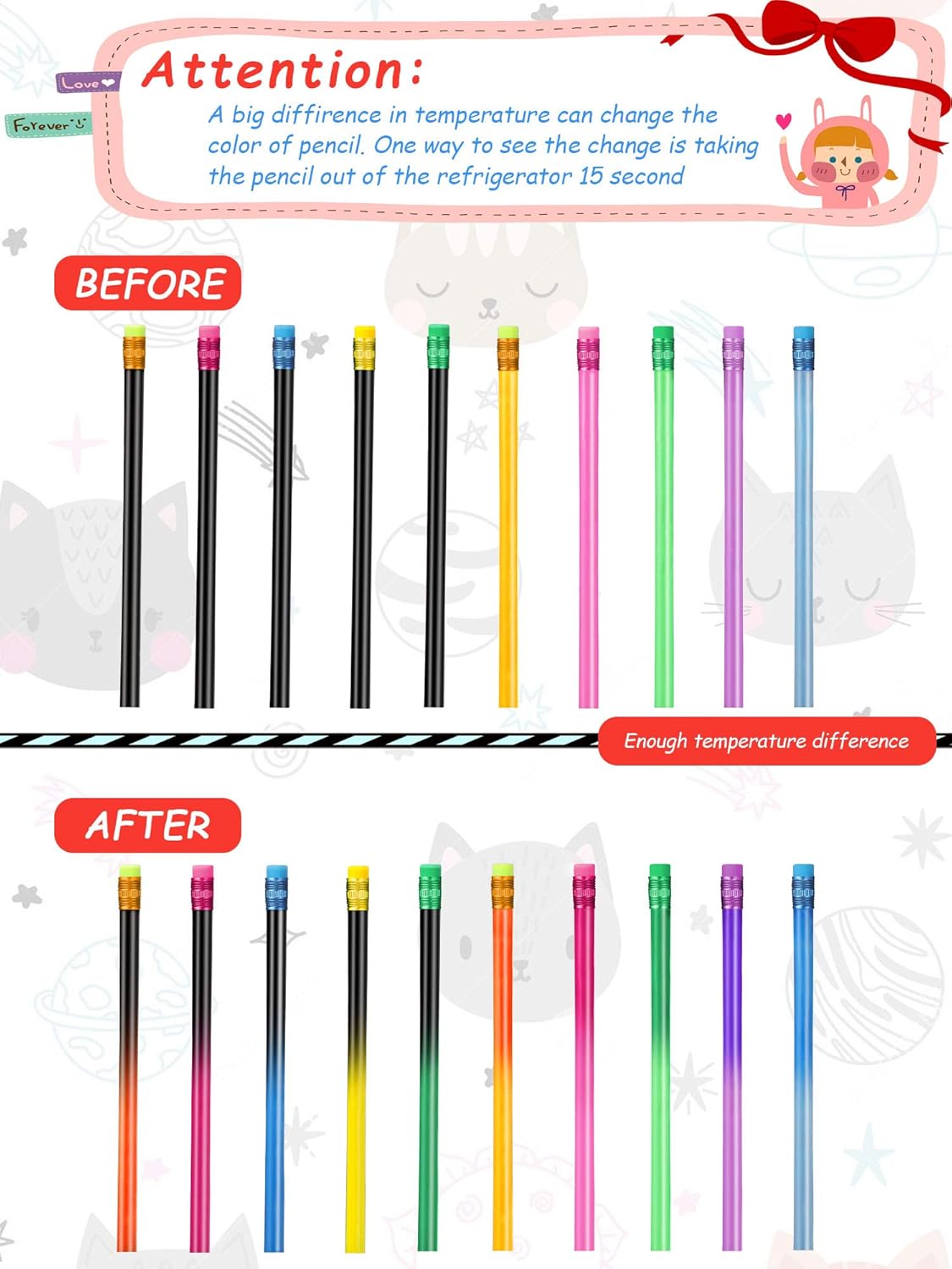 40 Pieces Color Changing Mood Pencil with Eraser Wooden Pencils Heat ...
