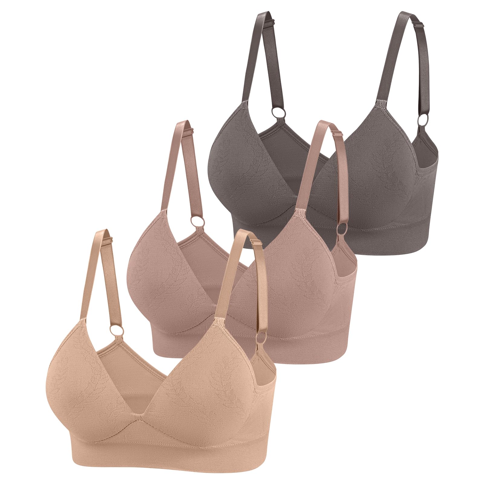 Eleplus 3 Pieces Deep V Wireless Bras for Women Seamless Comfy ...