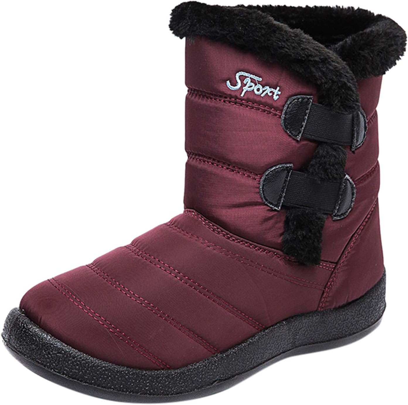 Mxgz Botas de nieve de invierno para mujer, botas de tobillo cálidas ...