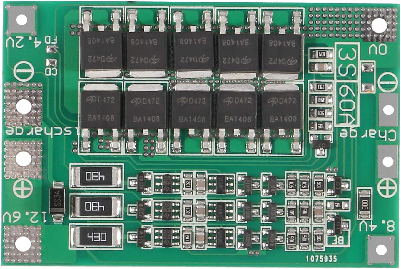 AITRIP 3PCS 3S 60A BMS Board Lithium Li-Ion 18650 Battery Protection Board with Balance for ...