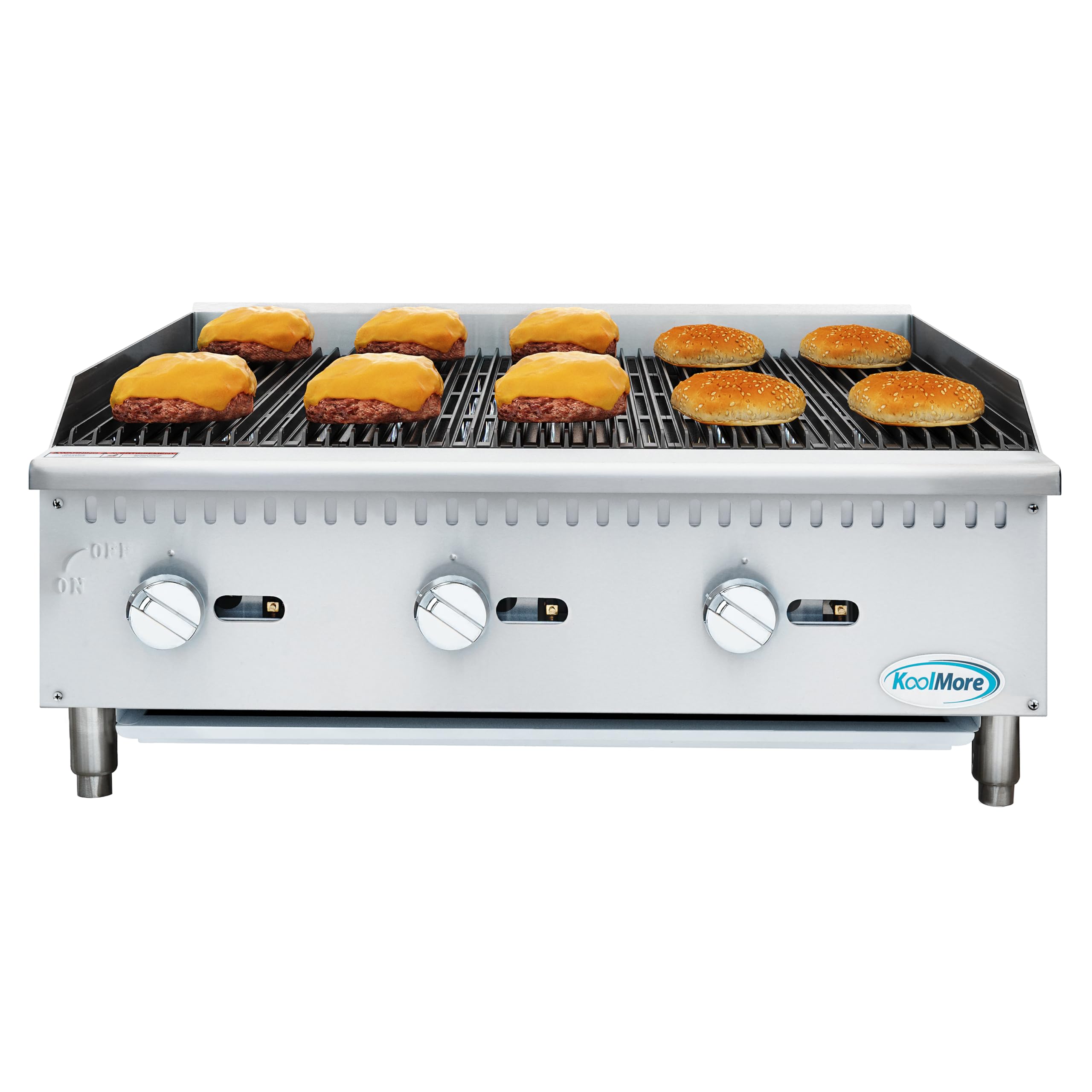 KoolMore 36 in. Commercial 3-Burner Natural Gas Charbroiler with 90,000 ...