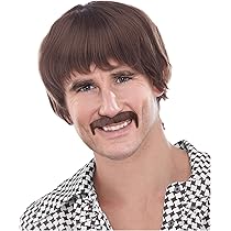 ALLAURA 60s 70s Mens Costume Wig Short Brown Wigs Sonny
