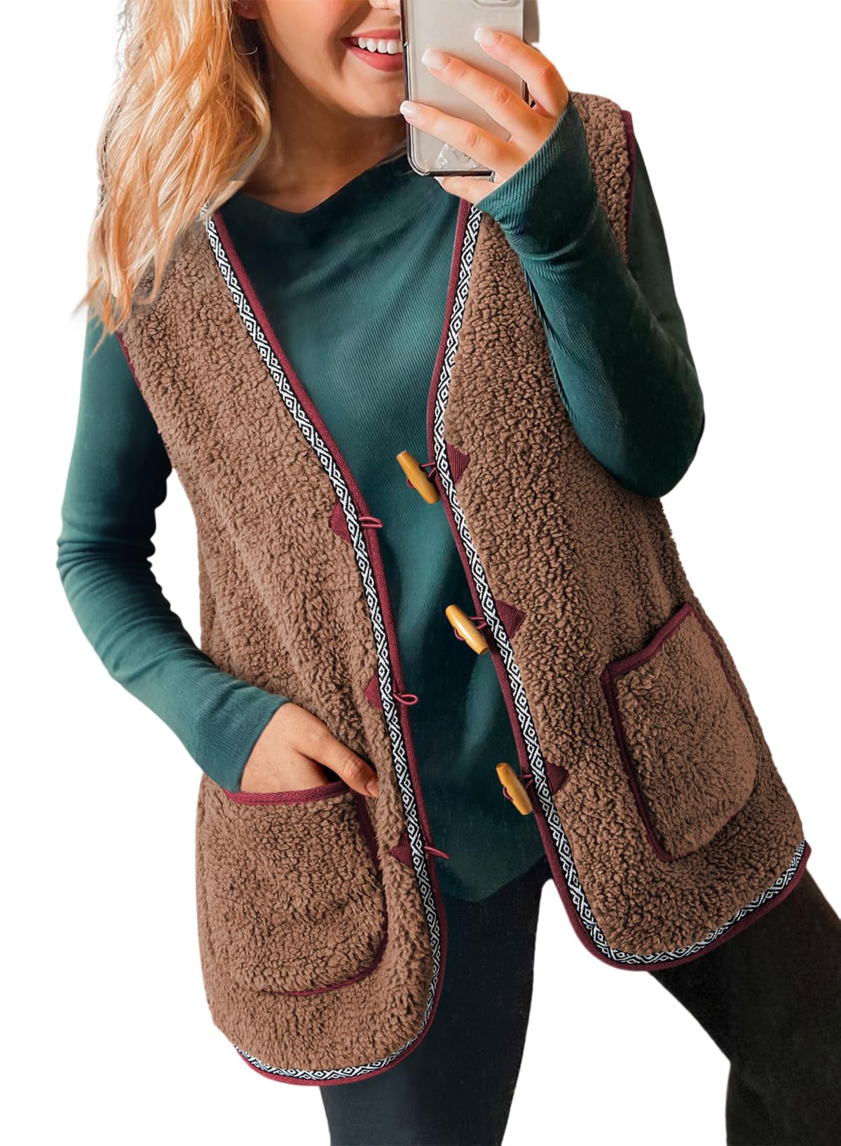 Dokotoo Womens Oversized Winter Fuzzy Fleece Vest for Women 2024 ...