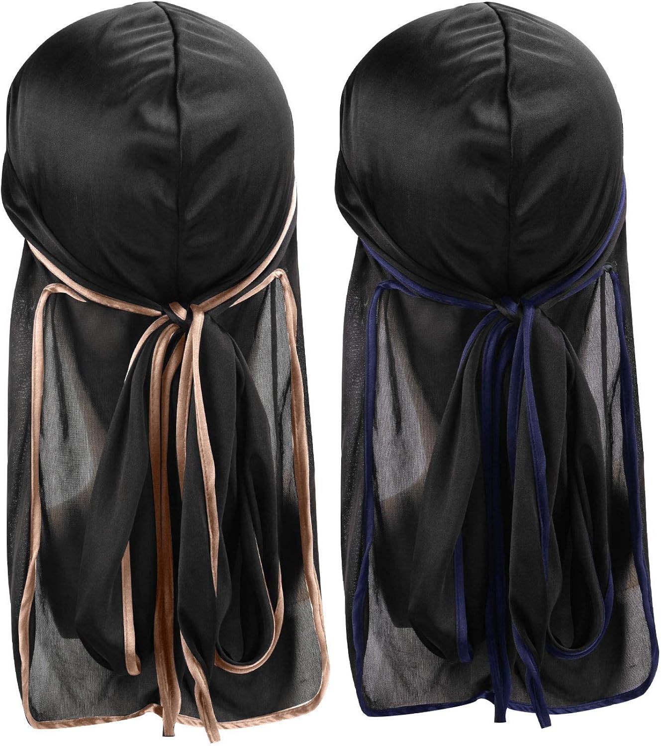 AURANSO 2 Pcs Silky Durag Men Soft Silk Durags 360 Waves Headwraps ...