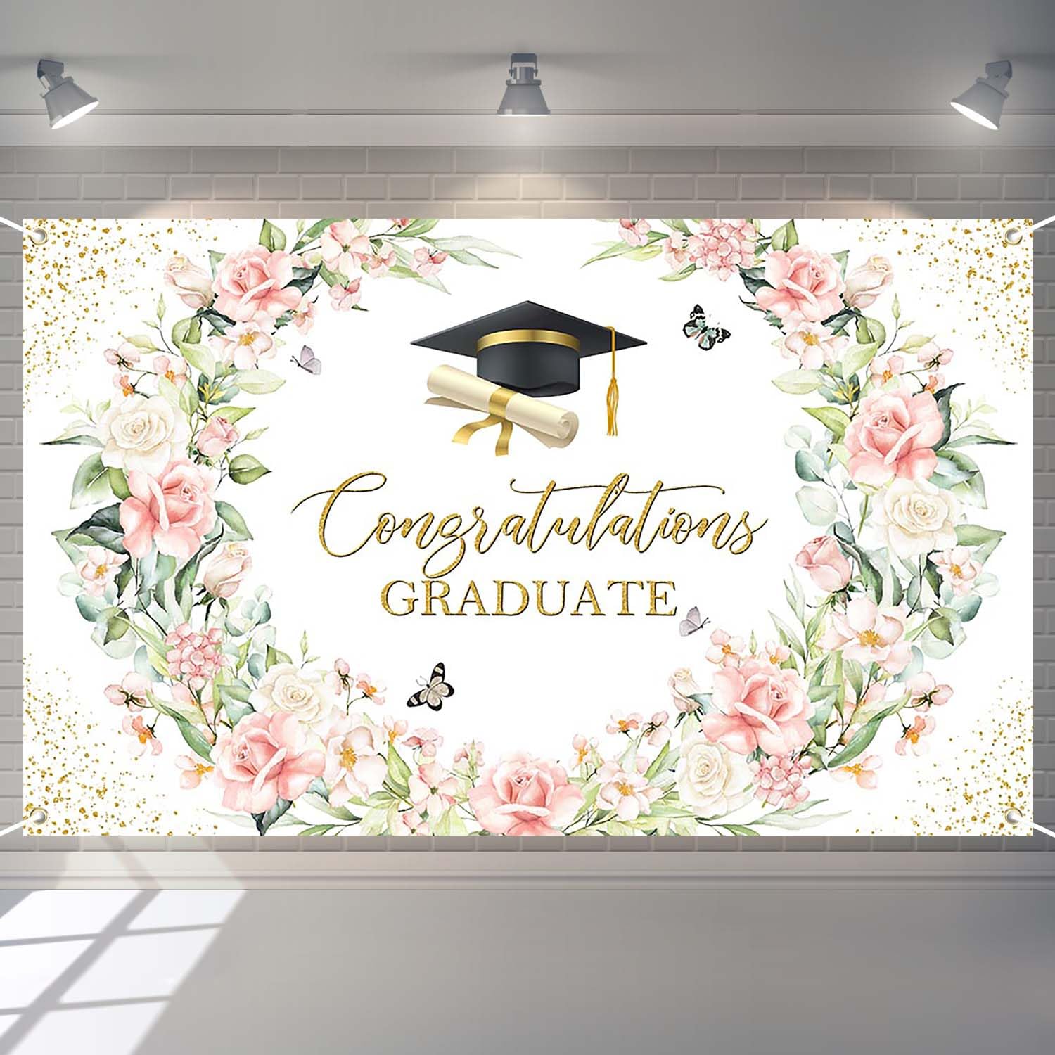 Joliaco Pink Floral Graduation Banner Class of 2025 Congratulations ...