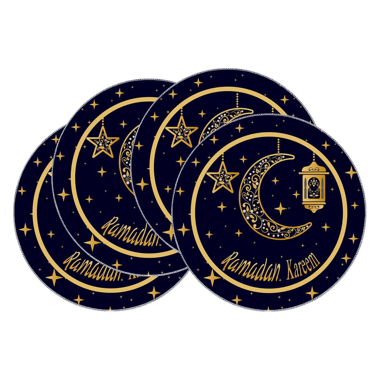 BOTB LIHM Eid Al-Fitr Ramadan Black Golden Kareem Moon and Stars Round ...
