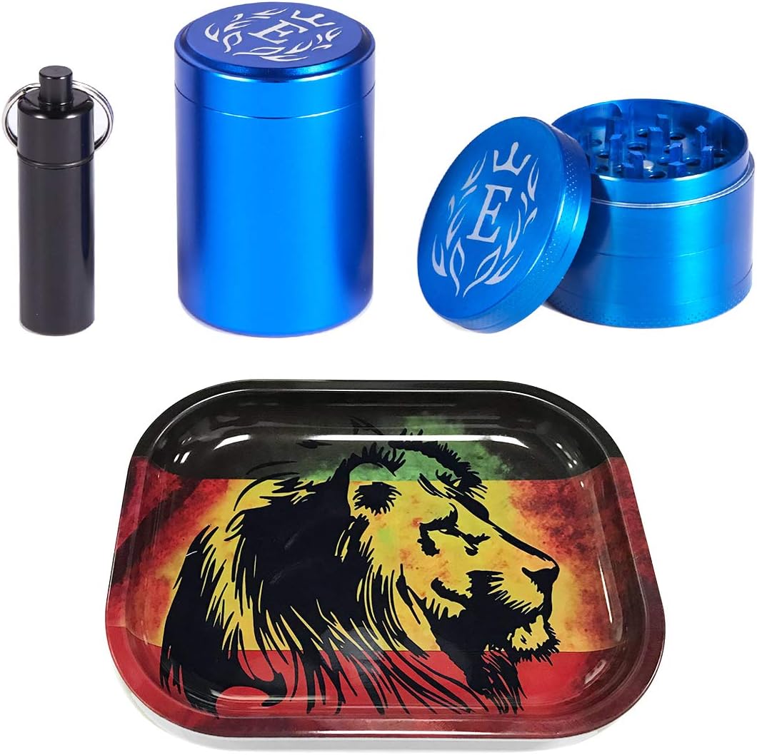Metal Rolling Tray Combo Kit with Aluminum Herb Grinder,Smell Proof Jar ...