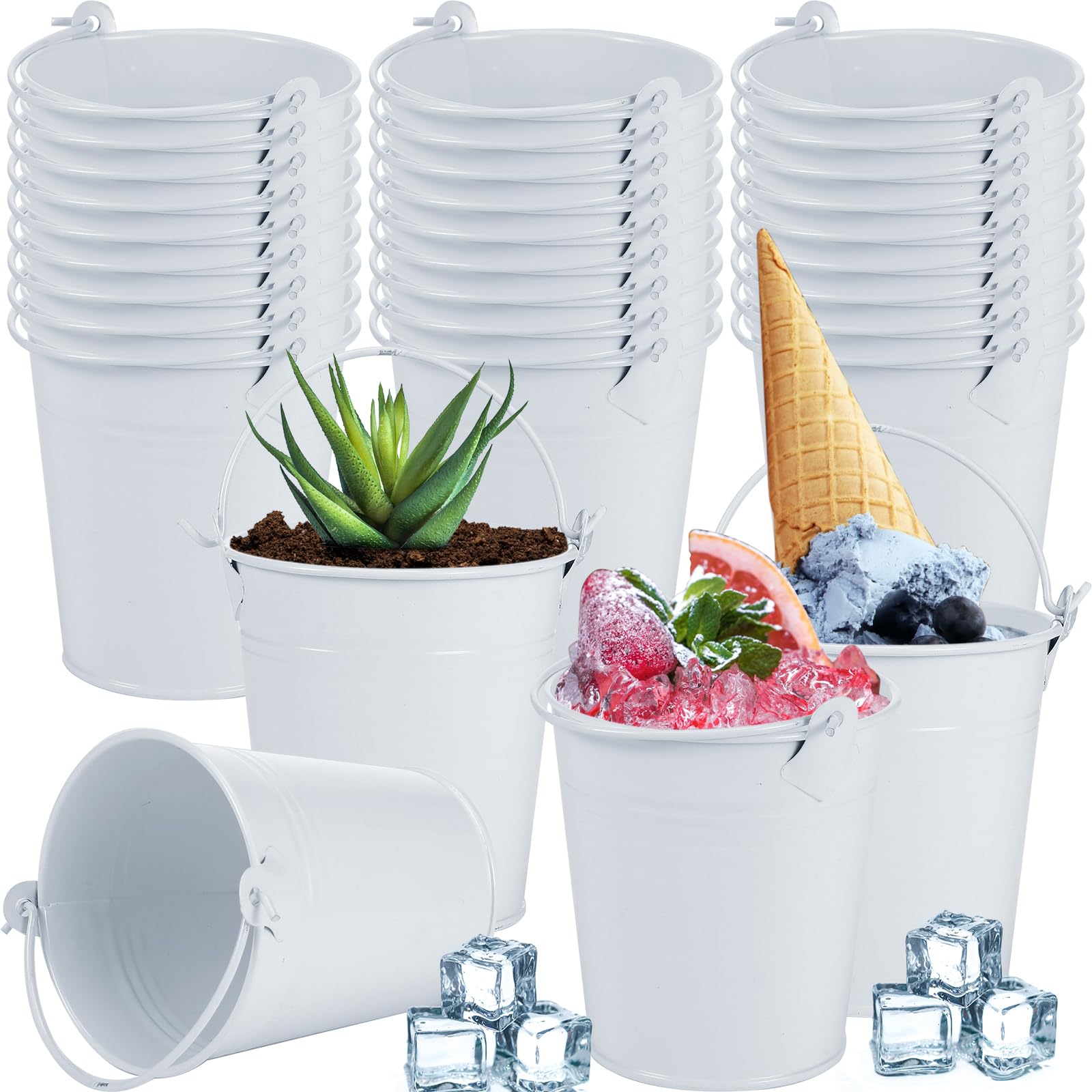 Didaey Mini Metal Buckets with Handles Galvanized Buckets 3.15 Inch ...